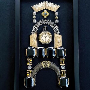 Clock Tower Framed Wall Art | Clock Tower Jeweled Collage | Vintage ...