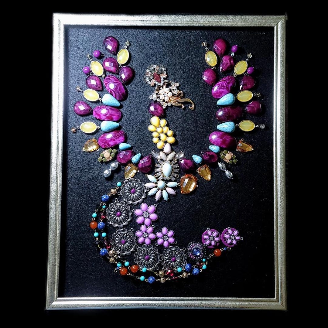Jeweled Phoenix Bird Wall Art: Colorful Vintage Collage - Etsy