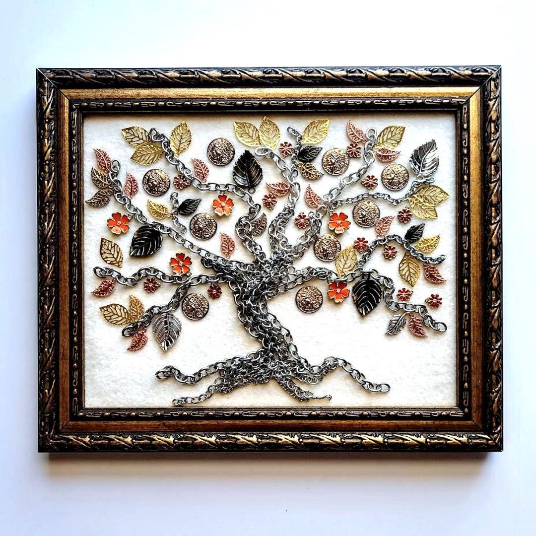Money Tree Framed Wall Art: Vintage Jewelry Collage - Etsy