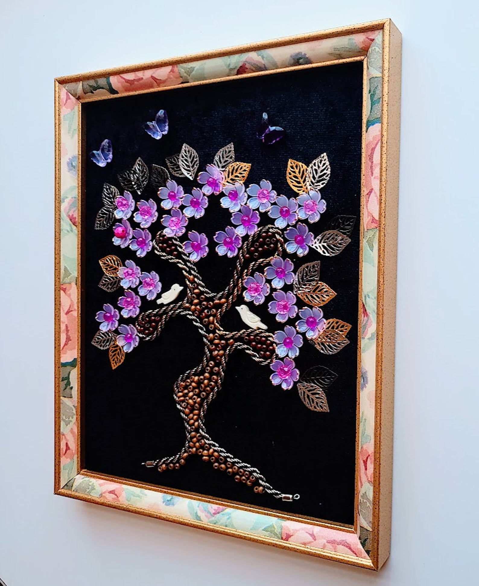 Cherry Blossom Framed Art Cherry Blossom Framed Jewelry Collage Cherry ...