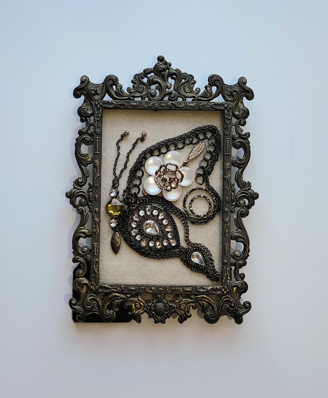 Vintage Style Butterfly in a Frame Victorian Style Butterfly Bronze ...