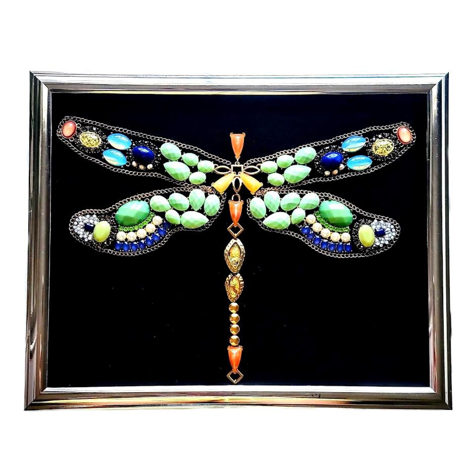 Vintage Style Jeweled Dragonfly Art: Framed Wall Decor - Etsy