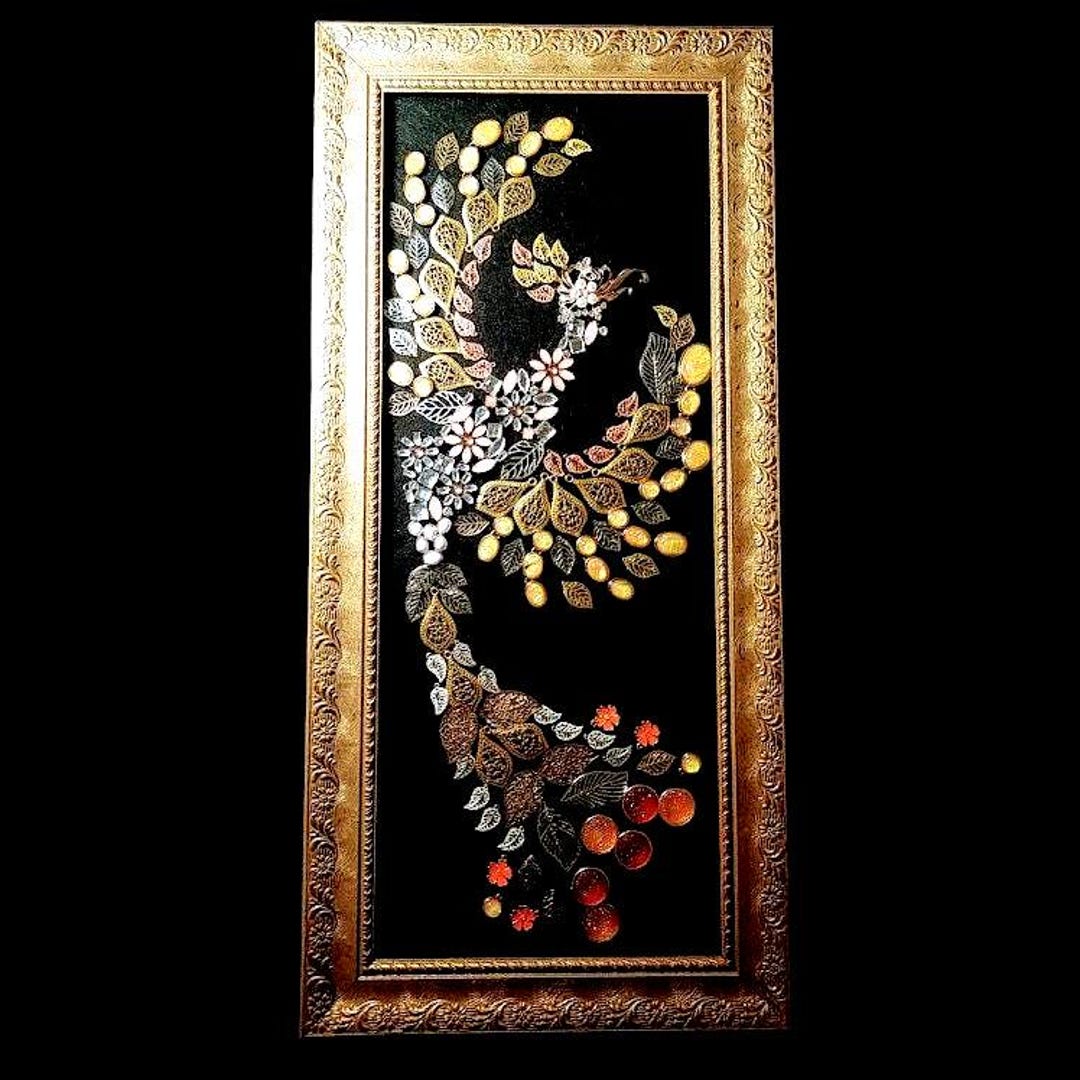Gold Color Phoenix Bird Vintage Style Framed Wall Art | Phoenix Bird ...
