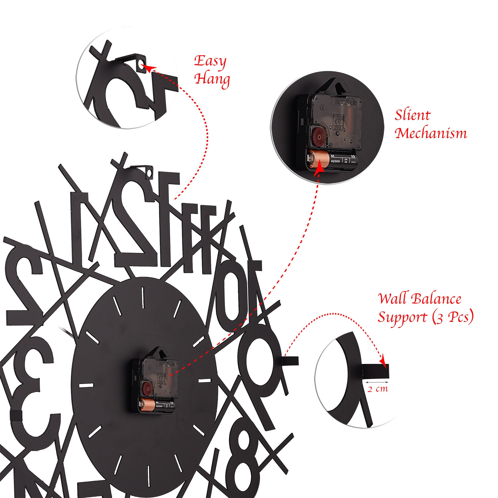 20'' Large Popular Analog Wall Clock, Different Design Modern Interior ...