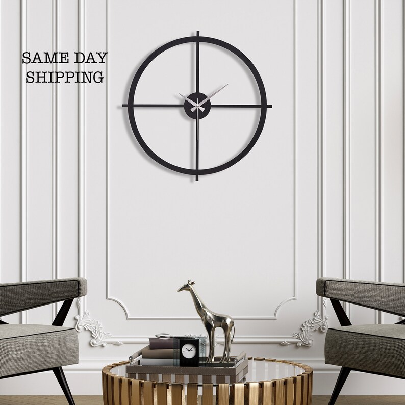 Circle Modern Analog Wall Clock Simple Unnumbered Metal Clock Large 20 ...