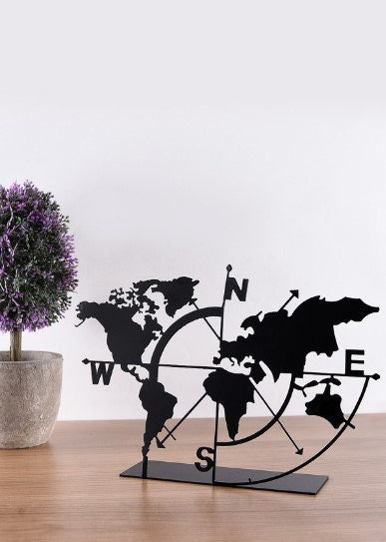 Metal Geographical World Map Metal Tabletop Decor, Travel Lovers Gift ...