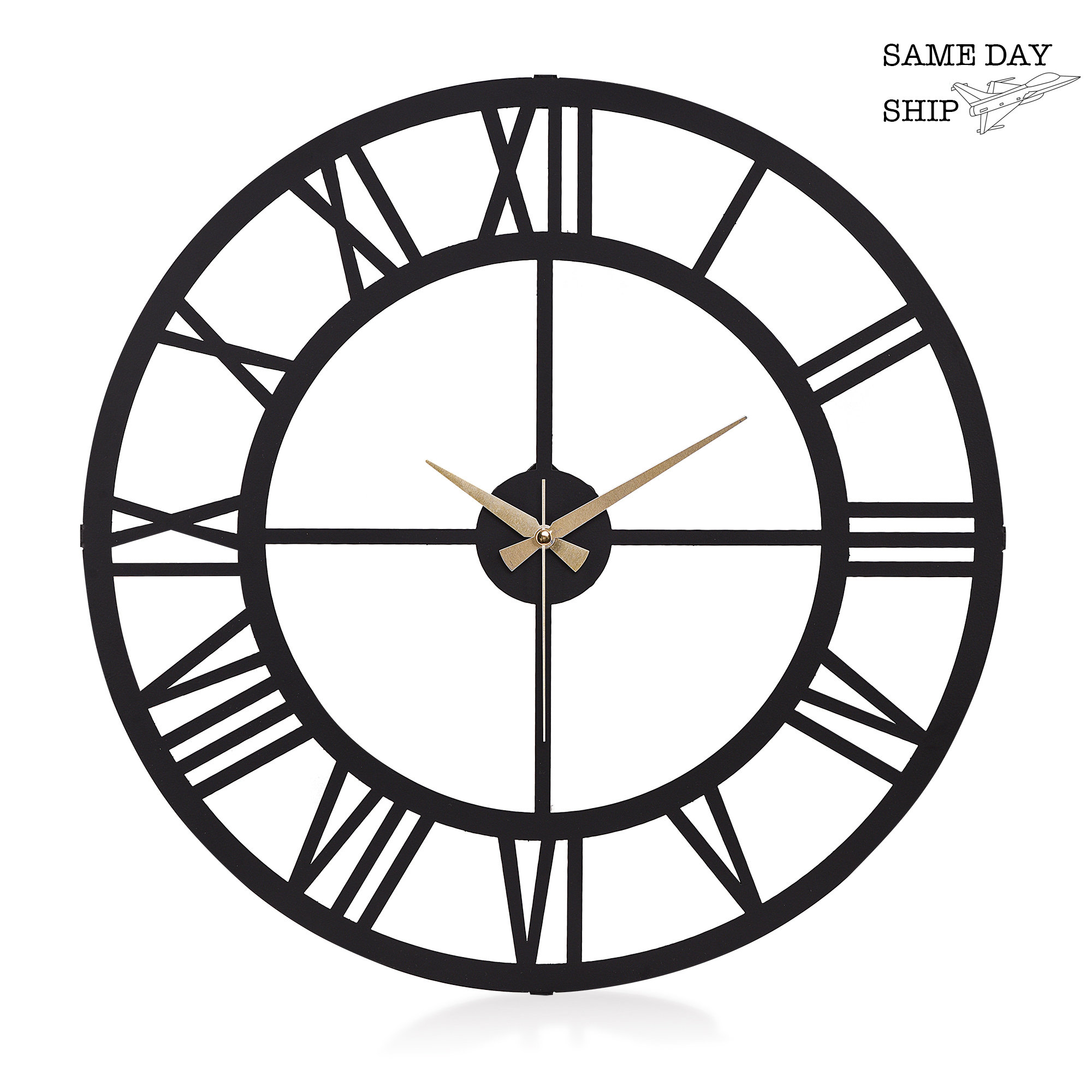 20'' Large Black Decorative Metal Wall Clock Models, Modern Analog ...