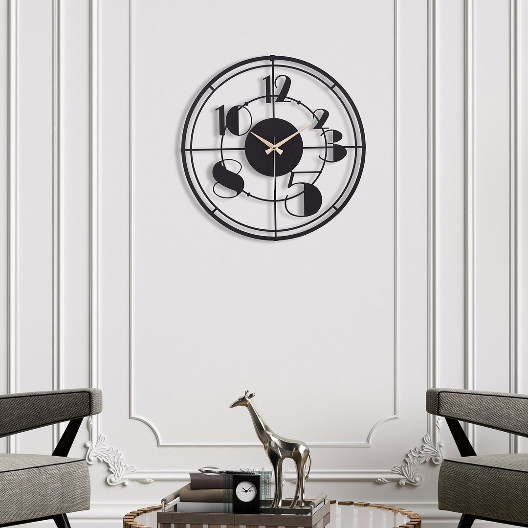 Wall Clock With Random-chaotic Numbers, Black Metal Wall Clock, High ...