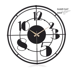 Wall Clock With Random-chaotic Numbers, Black Metal Wall Clock, High ...