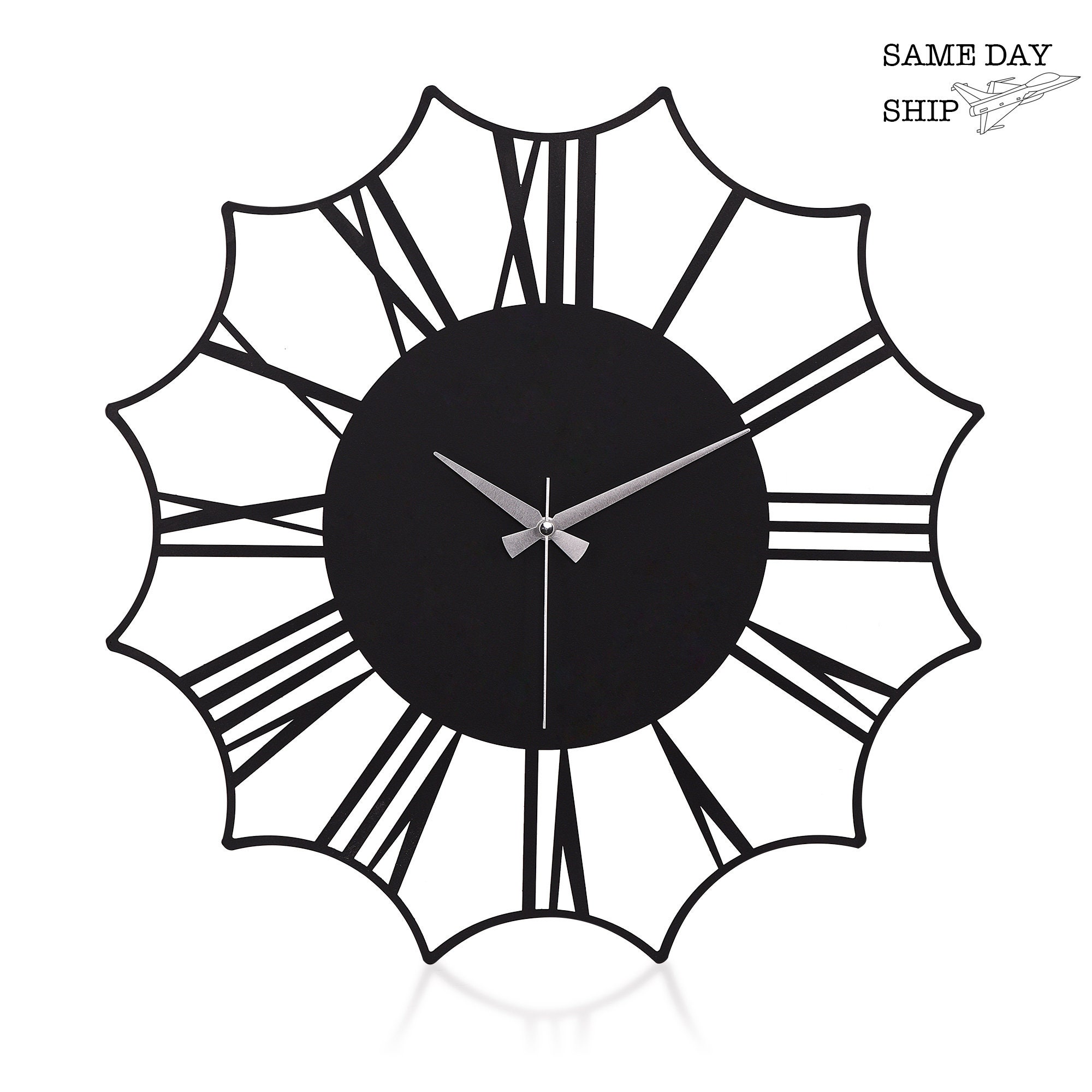 20'' Large Black Decorative Metal Wall Clock Models, Modern Analog ...