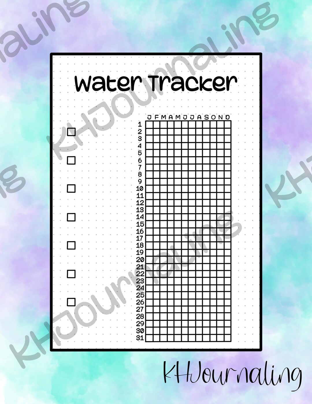 Water Tracker | Digital Journal | Dot Planner | PDF DOWNLOAD - Etsy