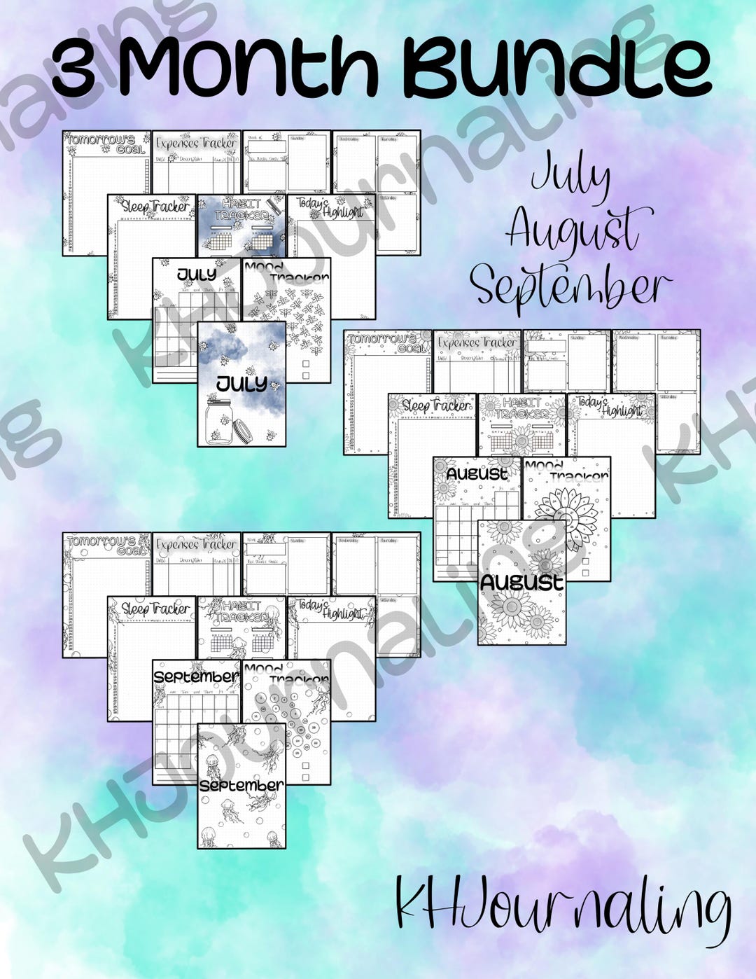 July - September 2025 Blank Digital Journal | Dot Planner | 3 Month ...