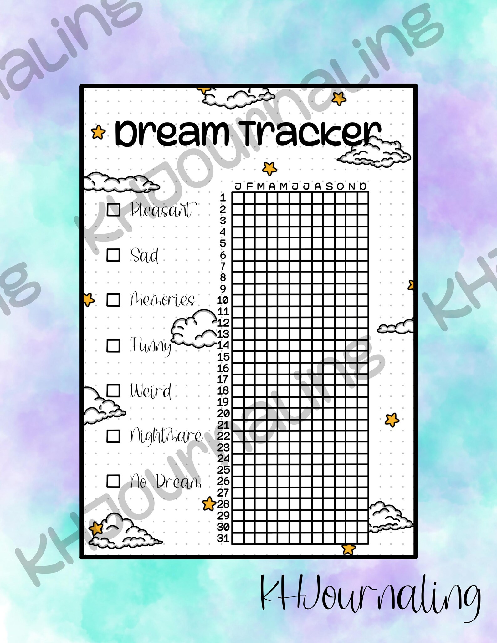 Dream Tracker | Digital Journal | Dot Planner | PDF DOWNLOAD - Etsy
