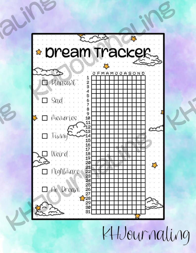 Dream Tracker | Digital Journal | Dot Planner | PDF DOWNLOAD - Etsy