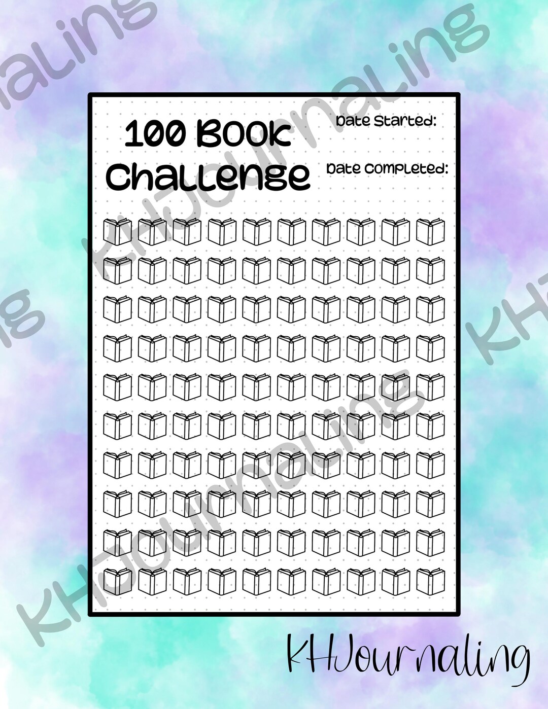 100 Book Challenge Tracker | Digital Journal | Dot Planner | PDF ...
