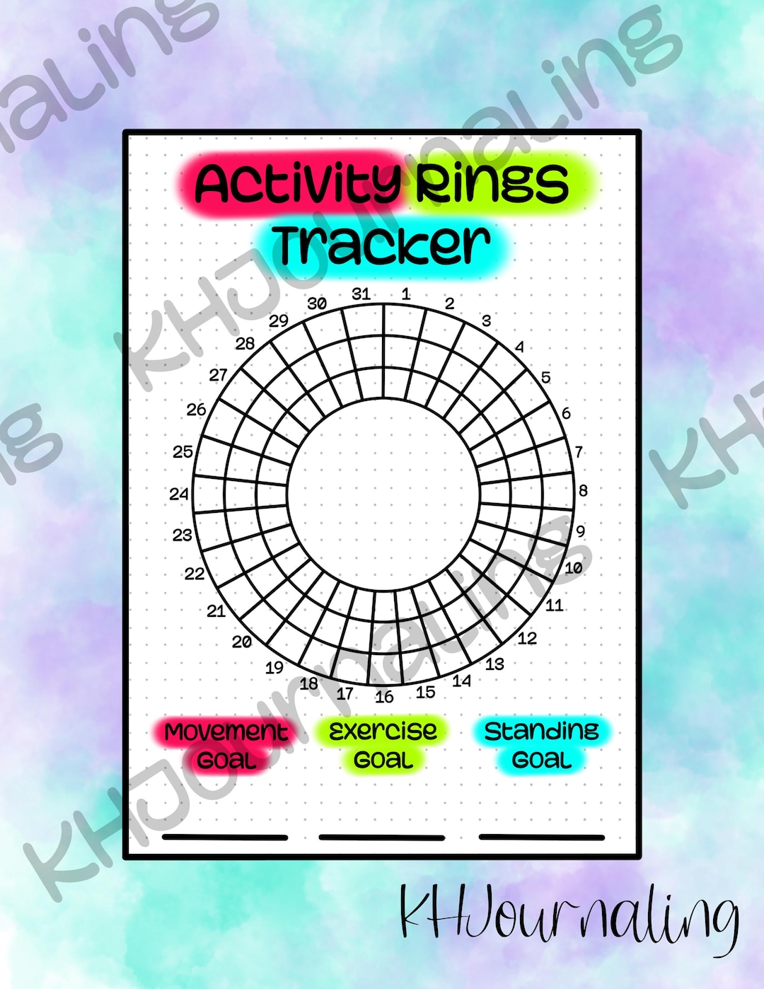 Activity Rings Tracker | Digital Journal | Dot Planner | PDF DOWNLOAD ...