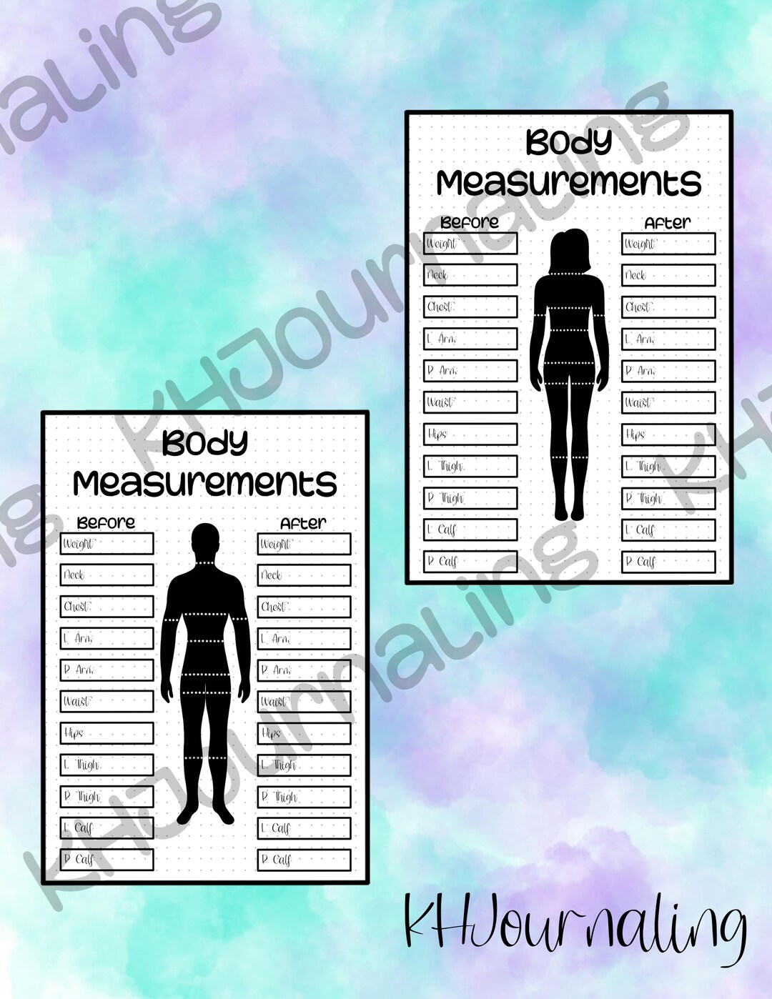 Body Measurements Tracker | Digital Journal | Dot Planner | PDF ...