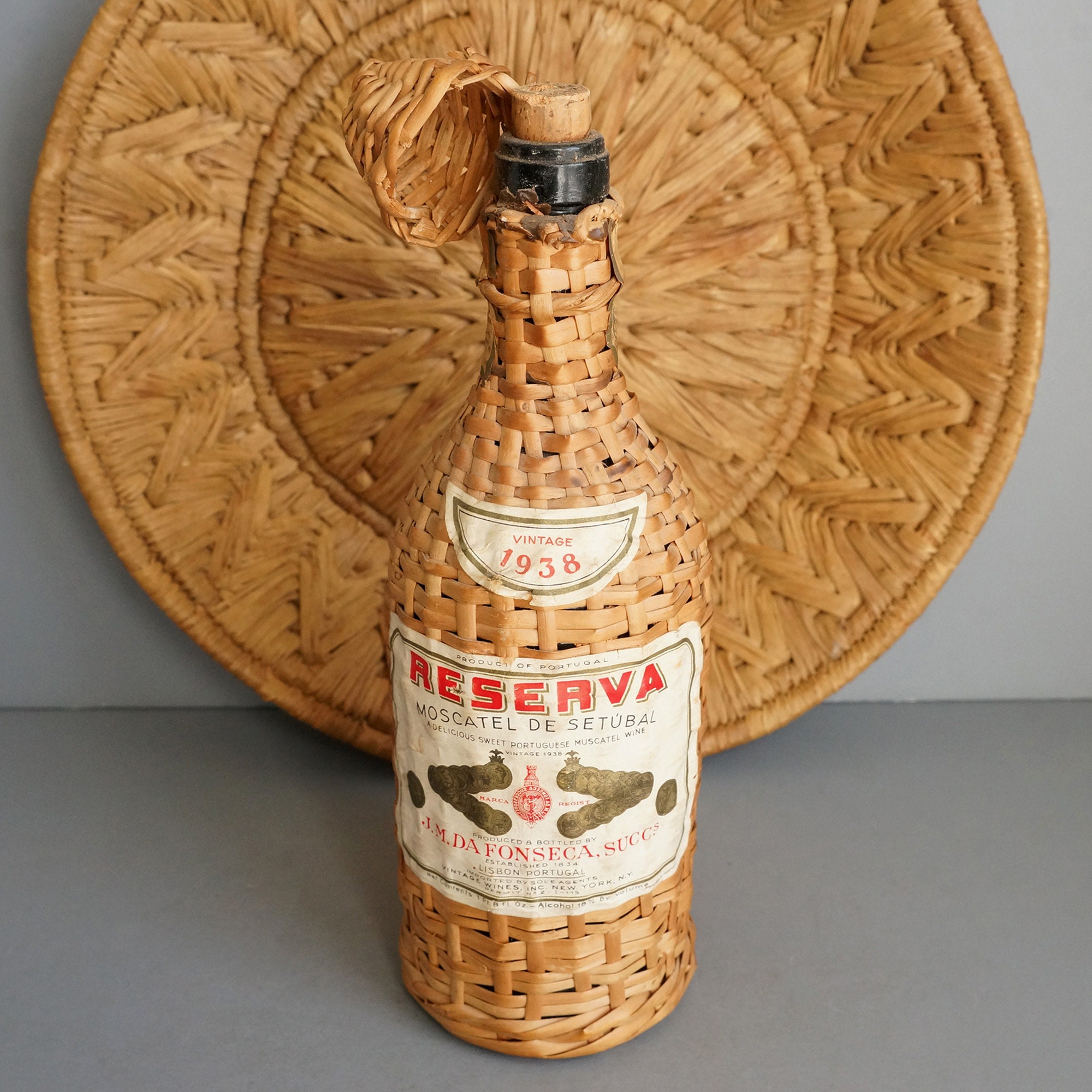 Antique Wicker Covered Bottle/1938 Wicker Covered Wine Bottle/demijohn ...