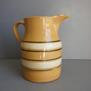 Antique Yellow Ware Pitcher/rare Glazed Yellow Ware With Banded ...