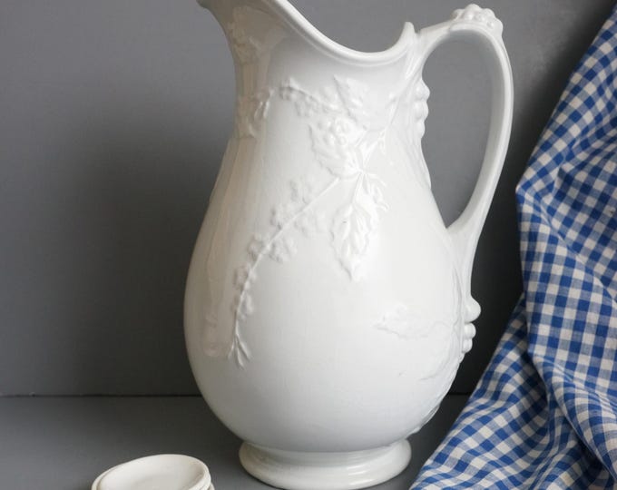 Large Ironstone Pitcher/white Ironstone/e & C. Challinor/ironstone ...