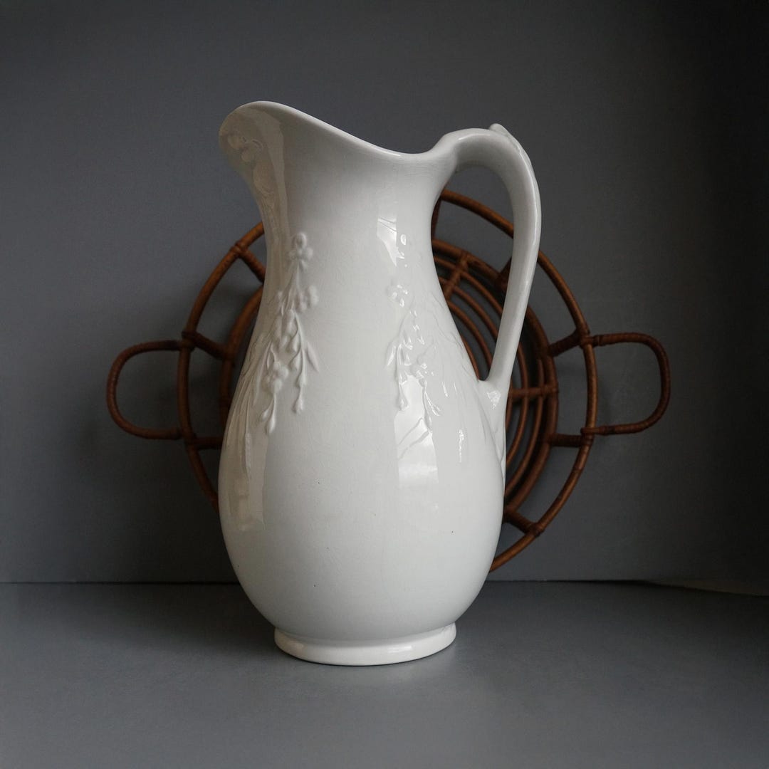 Antique Ironstone Pitcher/powell & Bishop Ironstone Pitcher/white ...