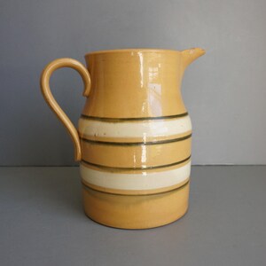 Antique Yellow Ware Pitcher/rare Glazed Yellow Ware With Banded ...