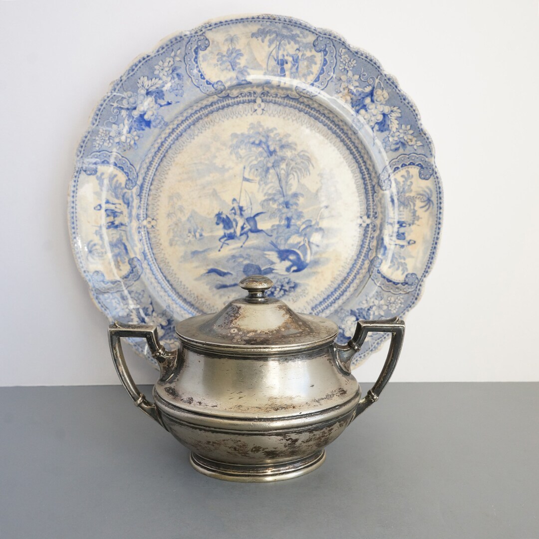 Antique Hotel/hotel Sugar Bowl/antique Silver Soldered Sugar Bowl/d. W ...