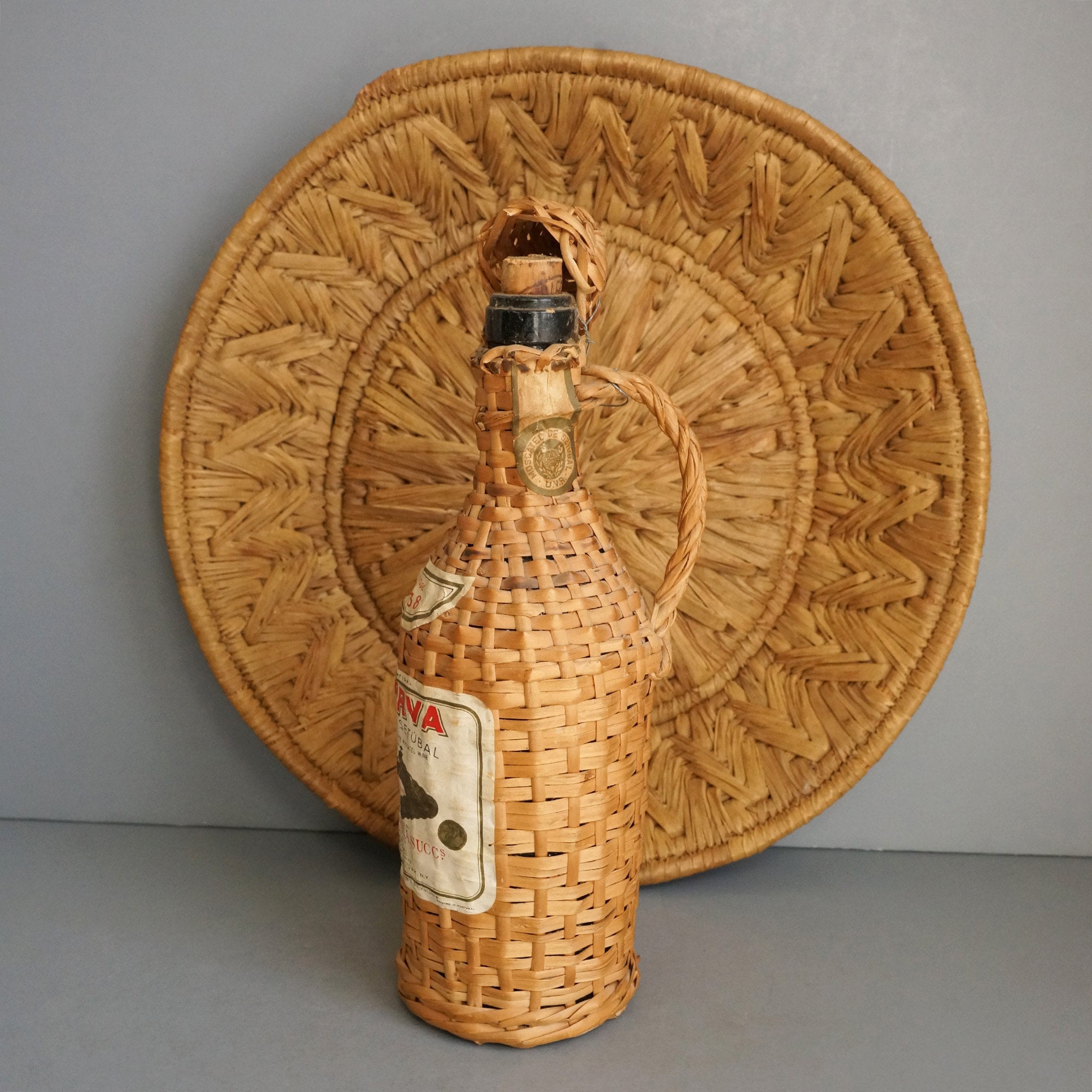 Antique Wicker Covered Bottle/1938 Wicker Covered Wine Bottle/demijohn ...