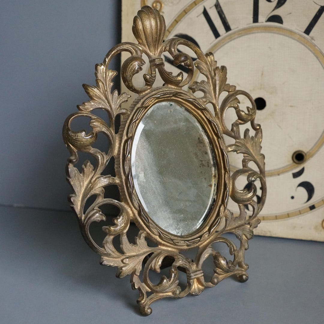 Antique Victorian Table Top Mirror/metal Victorian Mirror/bevelled ...