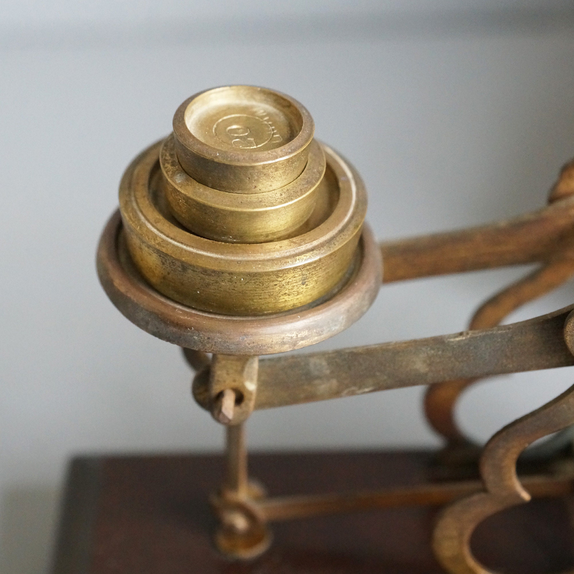 Vintage Postal Scale/english Scale/letter Balance Scale/wooden Base ...
