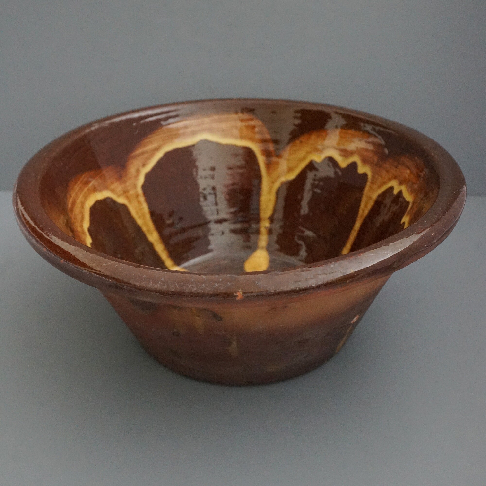 Antique Large American Redware Bowl/rare/pa. Redware/19th Century ...
