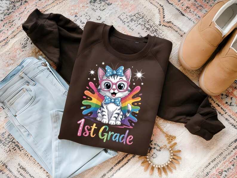 First Grade Cat SVG: Back to School Shirt Design (digital Download) - Etsy