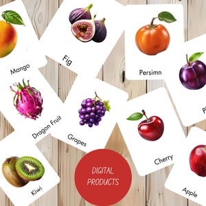 Printable Fruit Flashcards – 32 Digital Download Cards ,educational ...