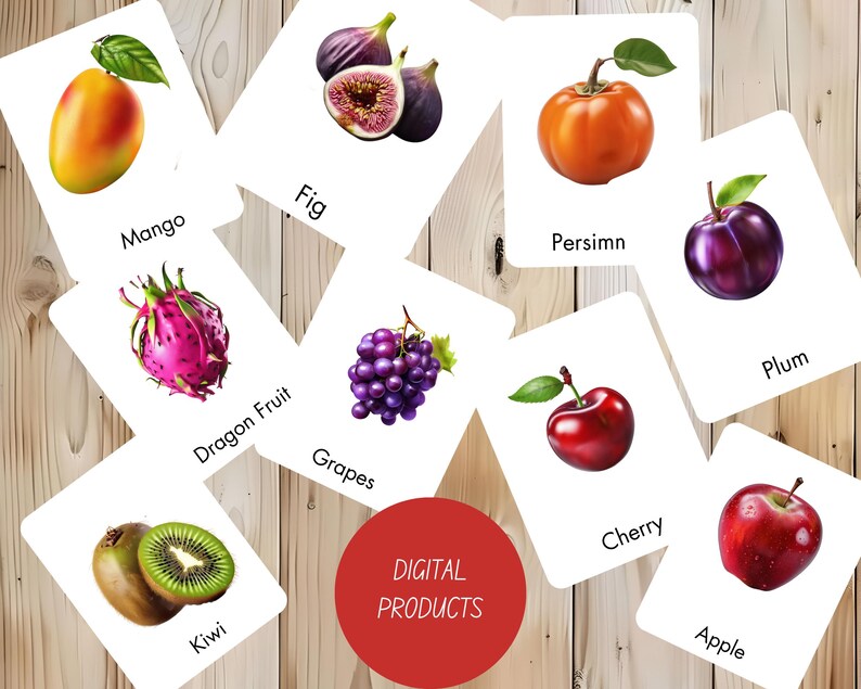 Printable Fruit Flashcards – 32 Digital Download Cards ,educational ...