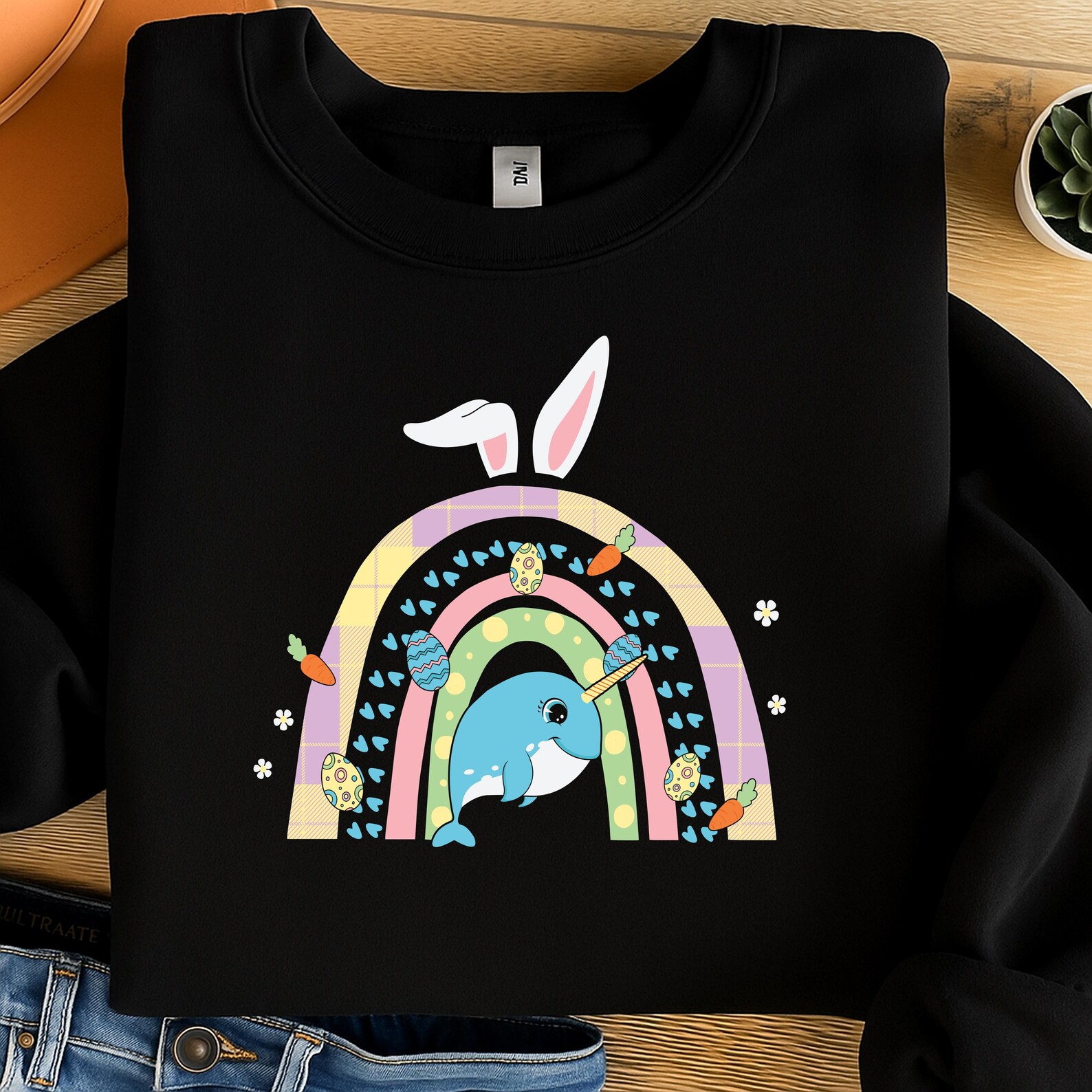 Easter Narwhal Digital Download: Rainbow Bunny Narwhal Clipart for T ...