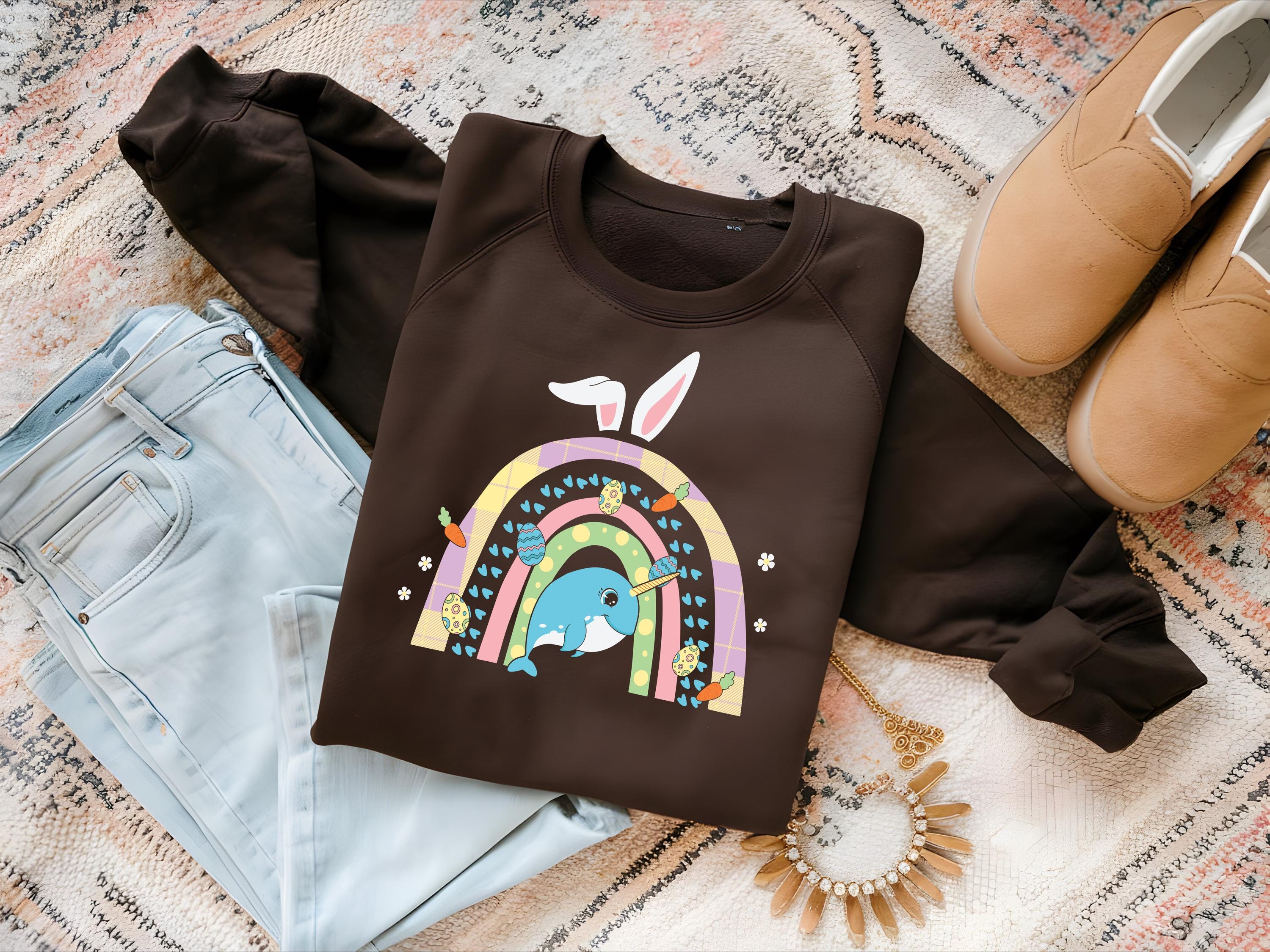 Easter Narwhal Digital Download: Rainbow Bunny Narwhal Clipart for T ...