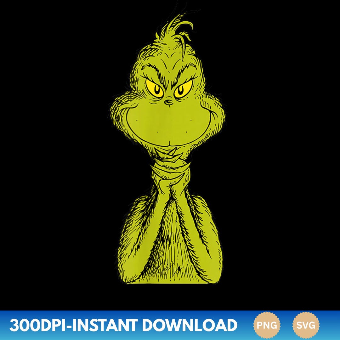 Grinch Face Scheming PNG SVG Digital Download | Mischief Christmas ...
