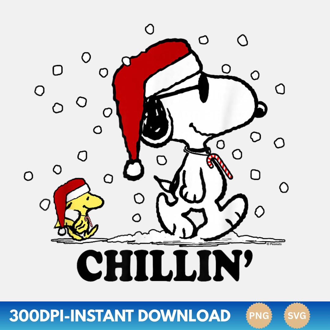 Snoopy Chillin' in Snow SVG PNG Digital Download, Woodstock Christmas ...