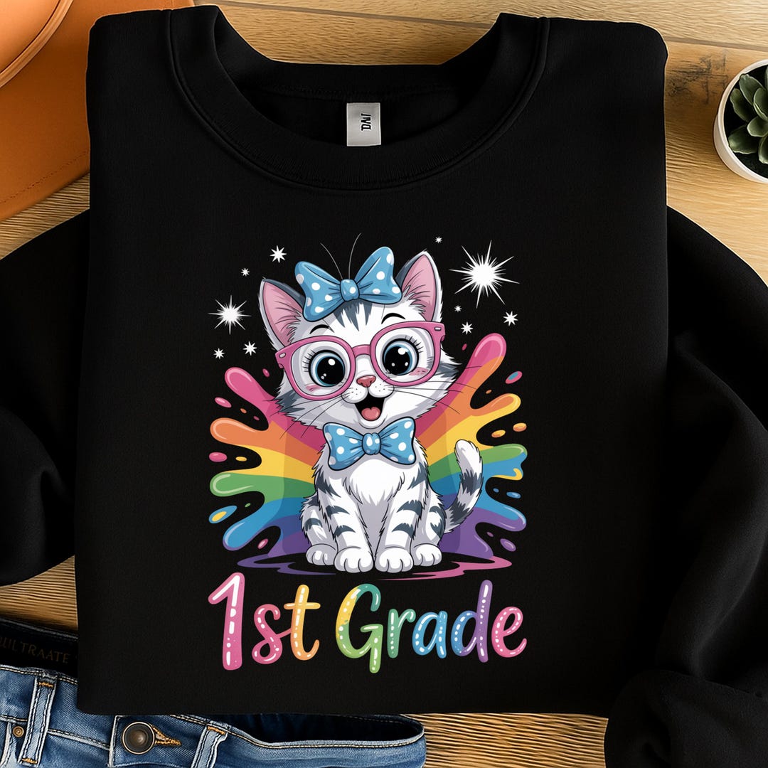 First Grade Cat SVG: Back to School Shirt Design (digital Download) - Etsy
