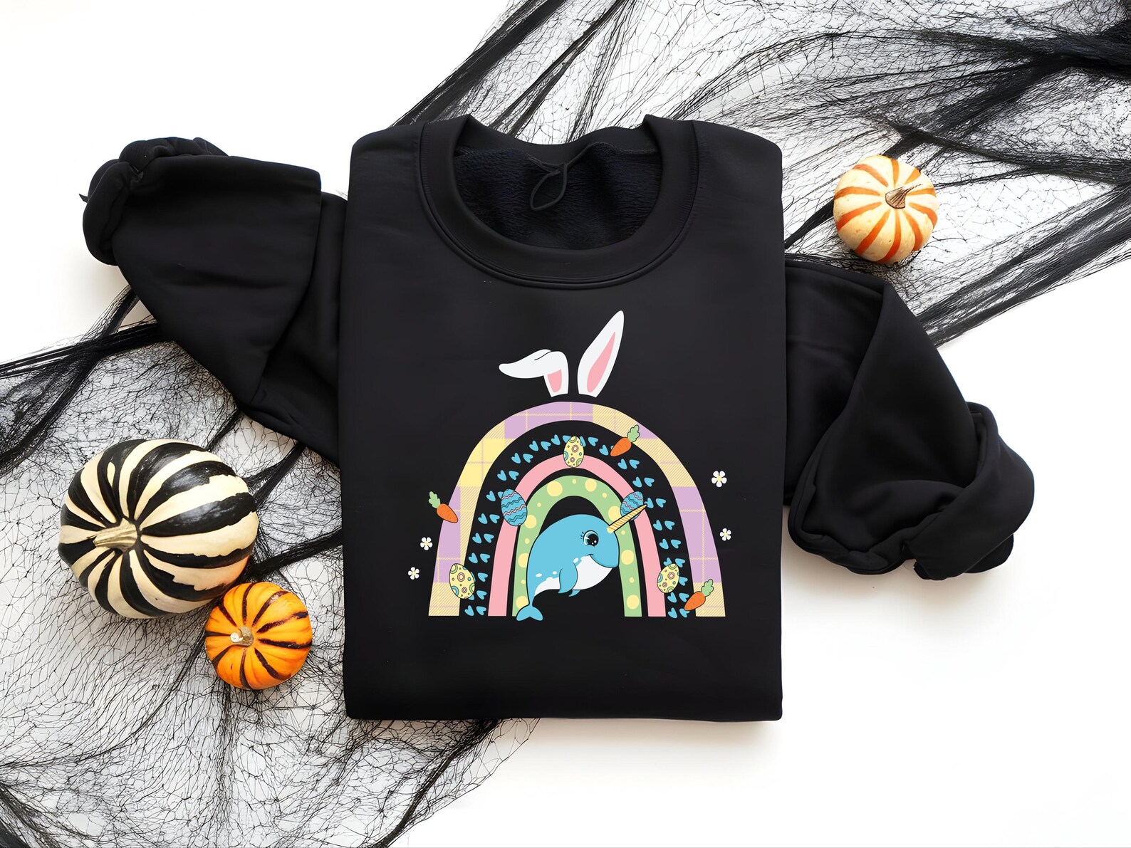 Easter Narwhal Digital Download: Rainbow Bunny Narwhal Clipart for T ...