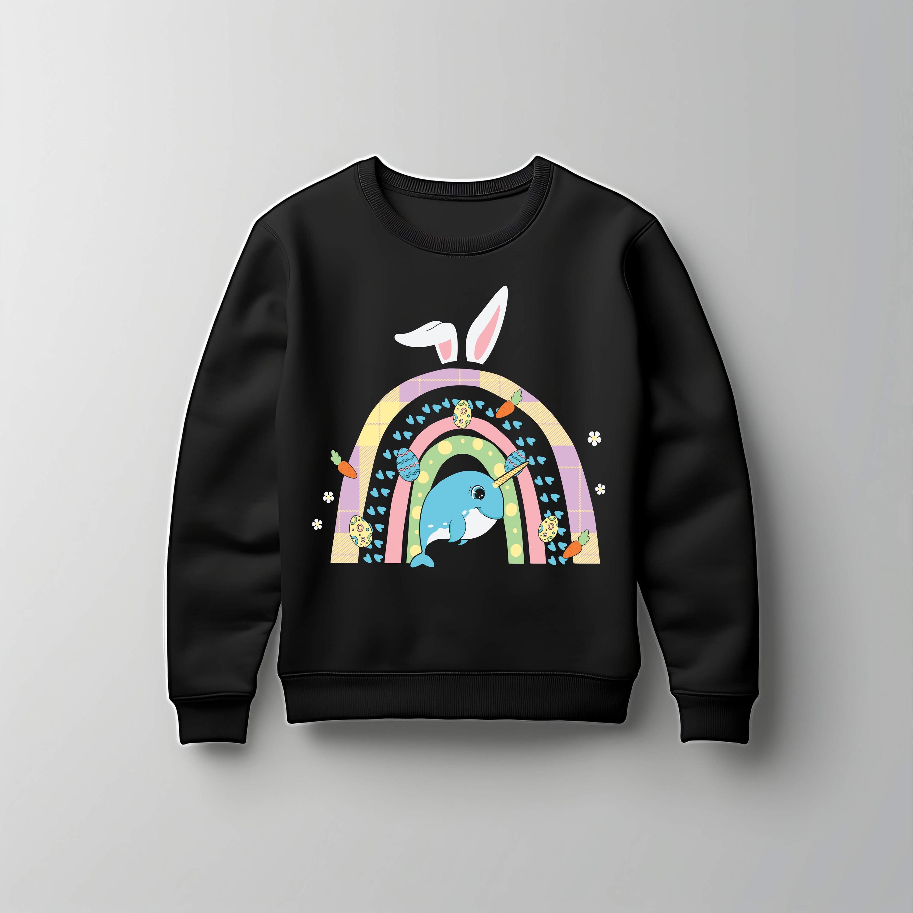 Easter Narwhal Digital Download: Rainbow Bunny Narwhal Clipart for T ...