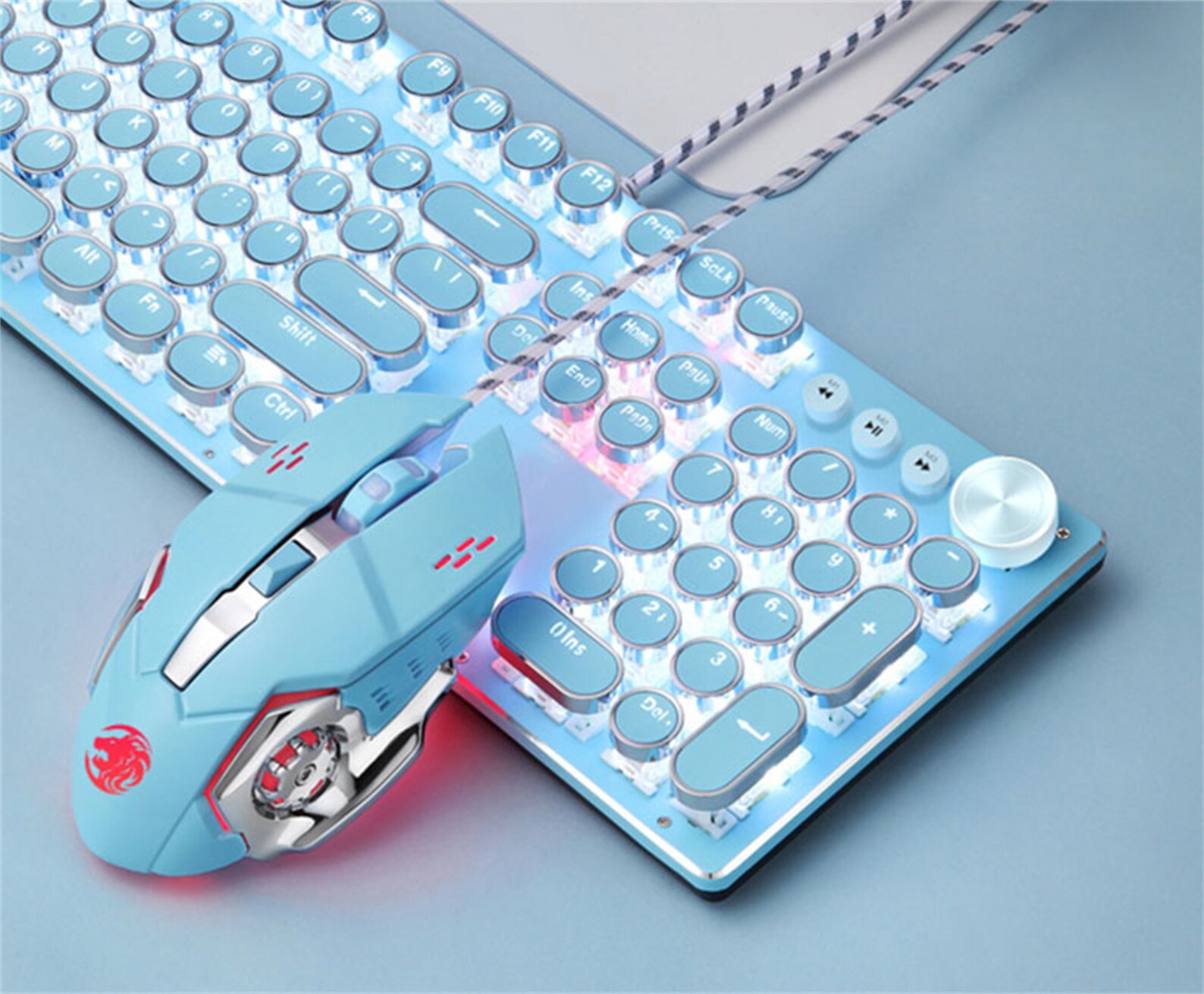 Teclado de iluminación pastel azul hielo de 104 teclas - Etsy España
