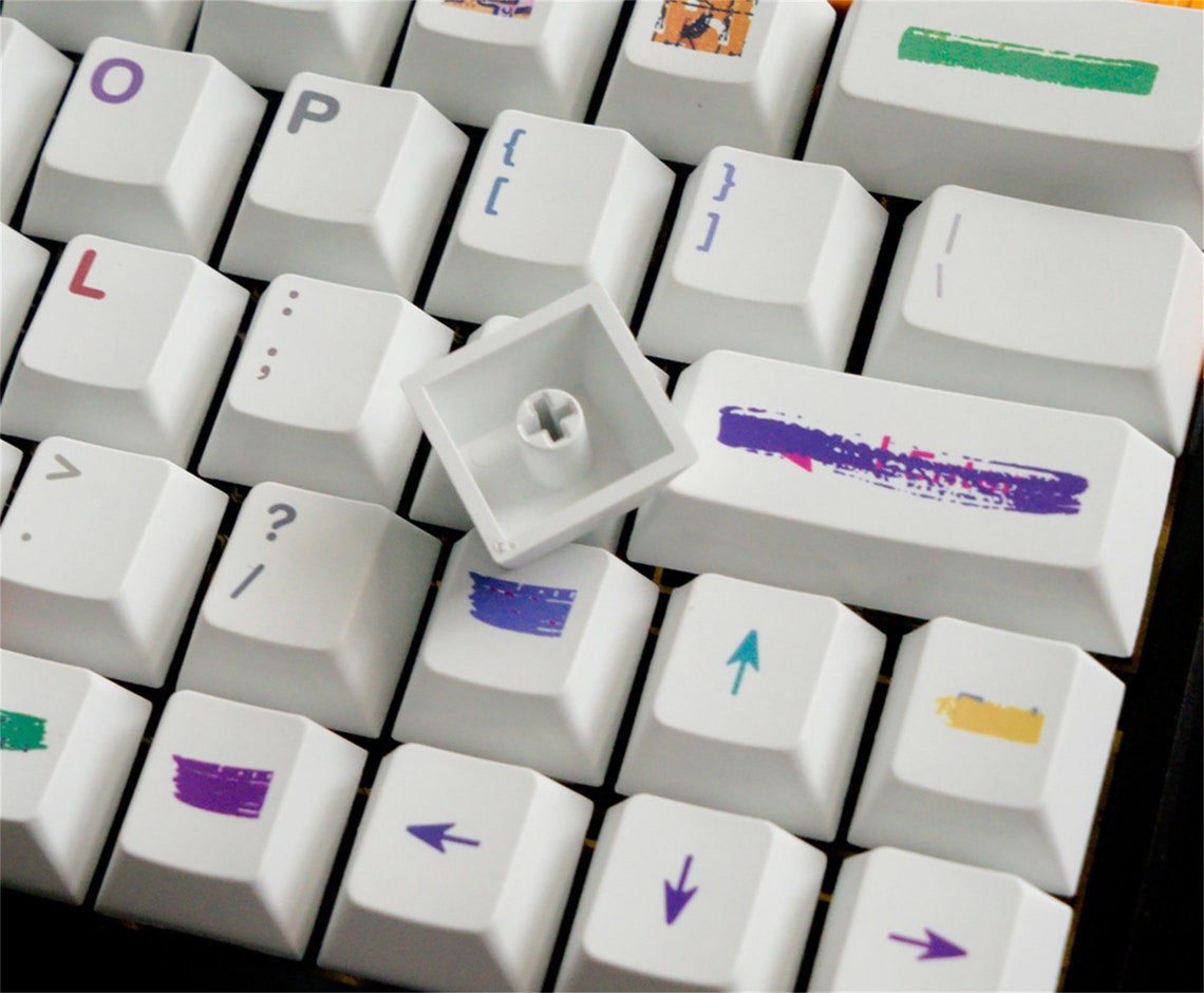136pcs Colorful Graffiti Keycap Setminimalist White - Etsy