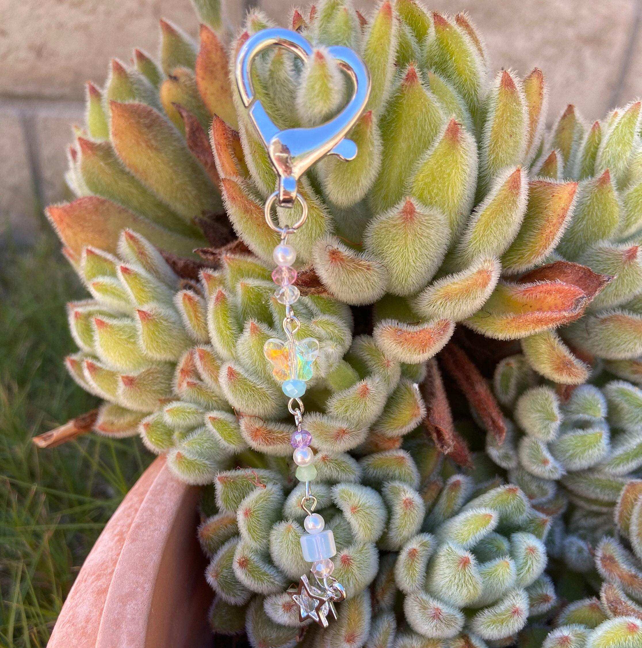 Single Strand / Silver Crystals Beaded Keychain / Pearl / - Etsy