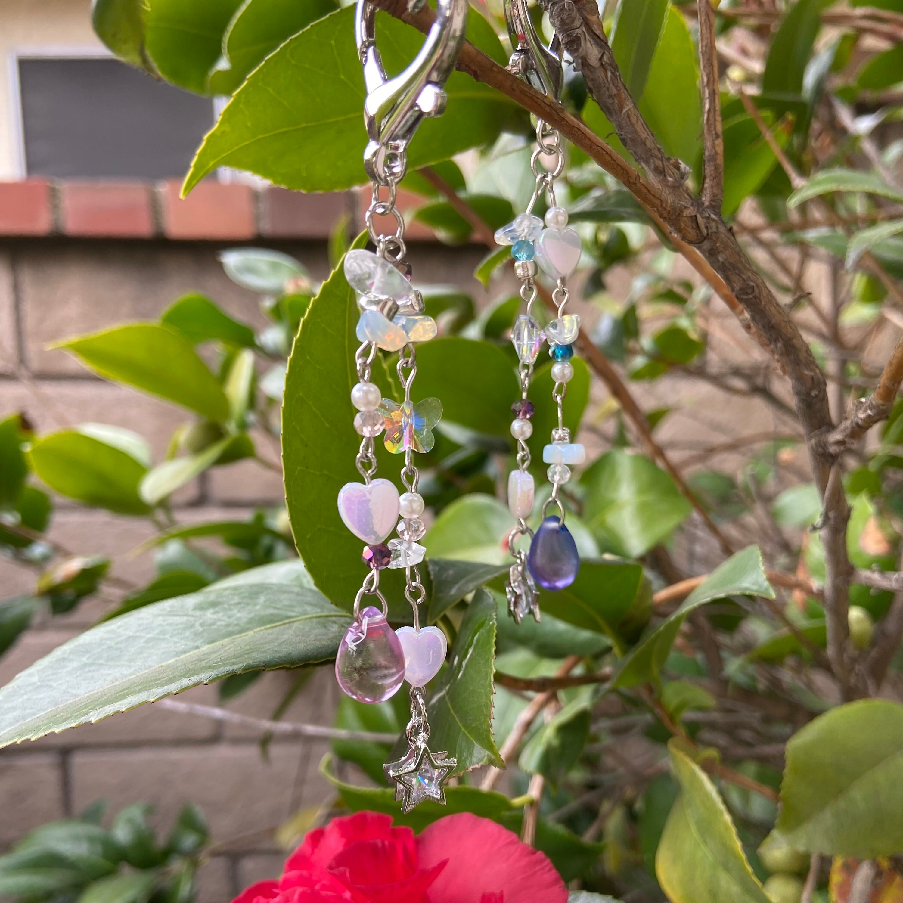 Silver Crystals Beaded Keychain / Pearl / Iridescent / Water - Etsy