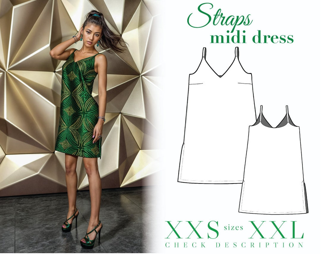 Midi Dress Straps Dress A-line Dress Pattern PDF Sewing Pattern Women ...