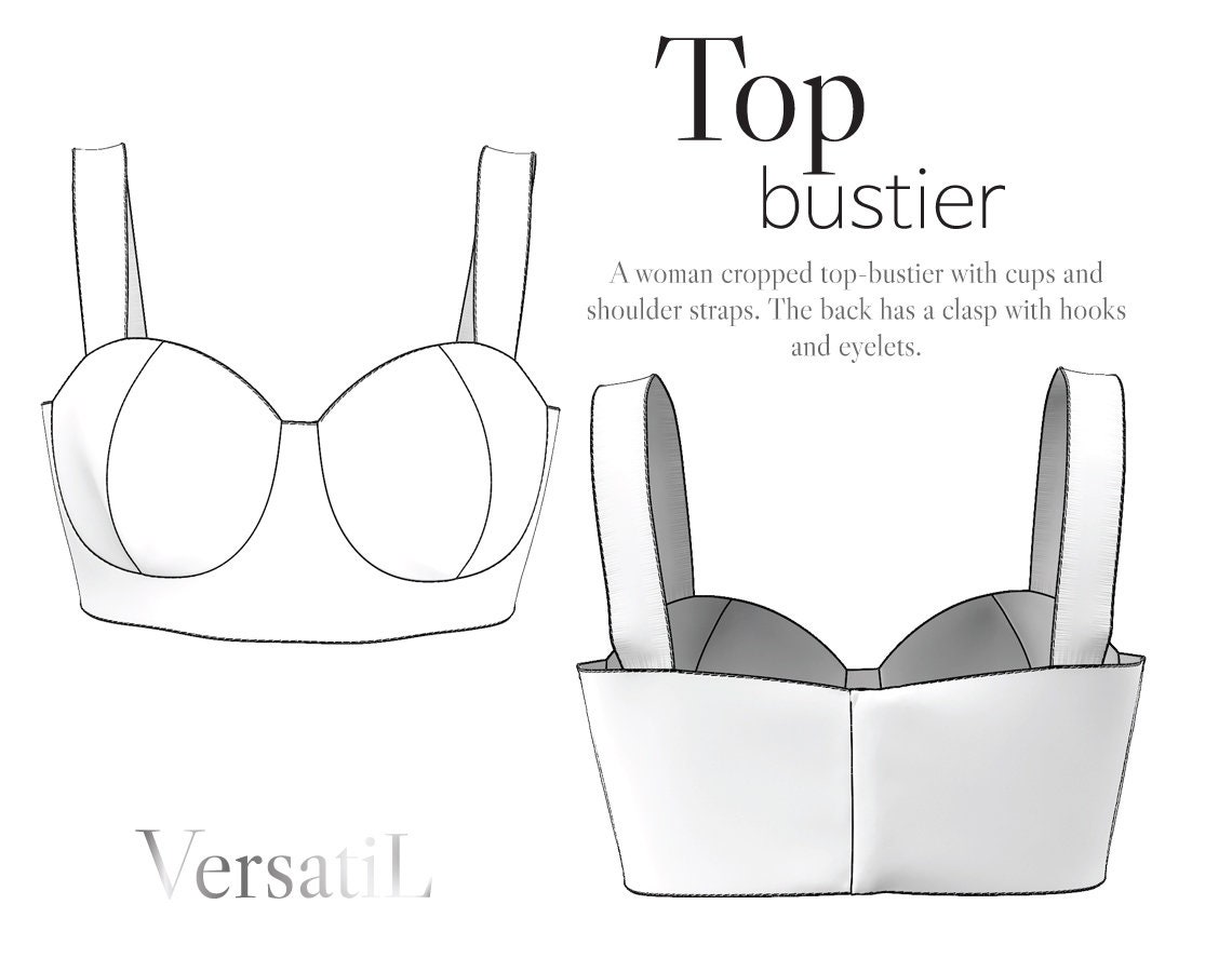 Cropped Top-bustier Sewing Pattern XXS, S, M, L, XL Instant Download ...