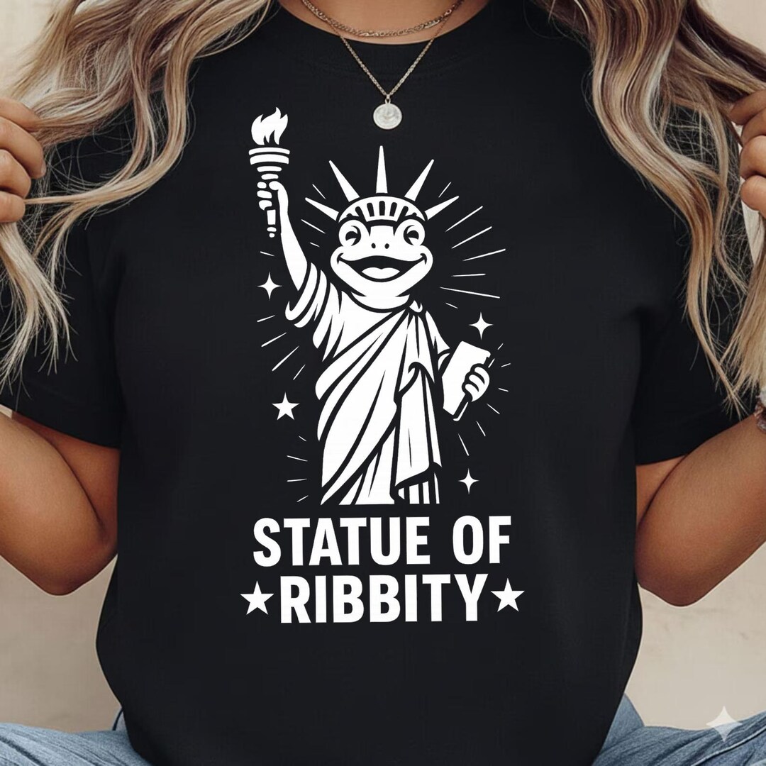 Ribbity Frog Statue of Liberty PNG - Funny Cartoon T-shirt Design ...