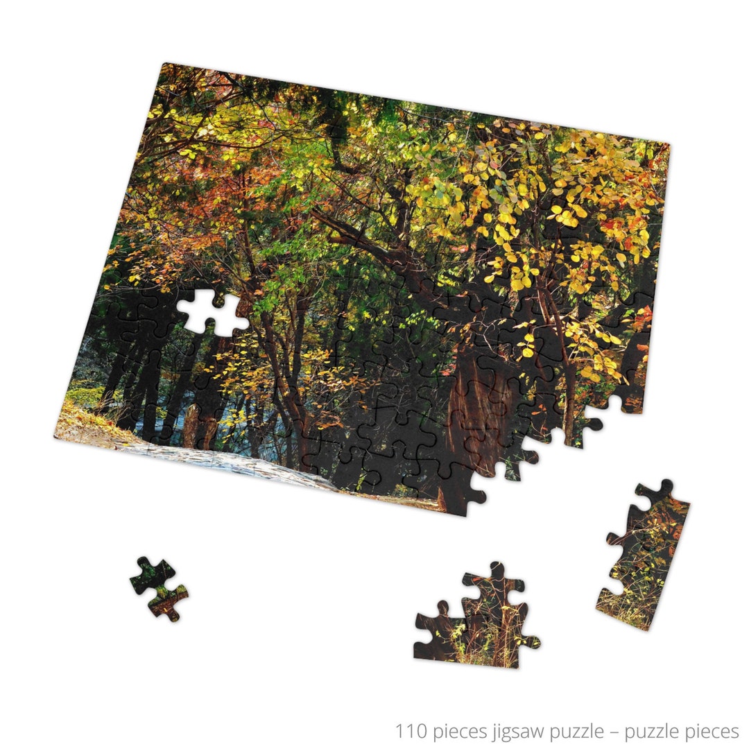 Enchanted Forest Puzzle in Metal Gift Box, Fall Foliage Jigsaw Puzzle ...