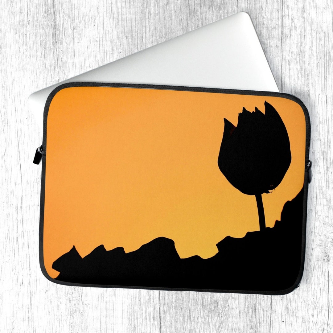 Minimalist Floral Laptop Case, Water Lily Sunset Neoprene Sleeve for ...